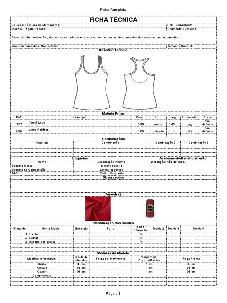 Ficha Técnica Regata | PDF