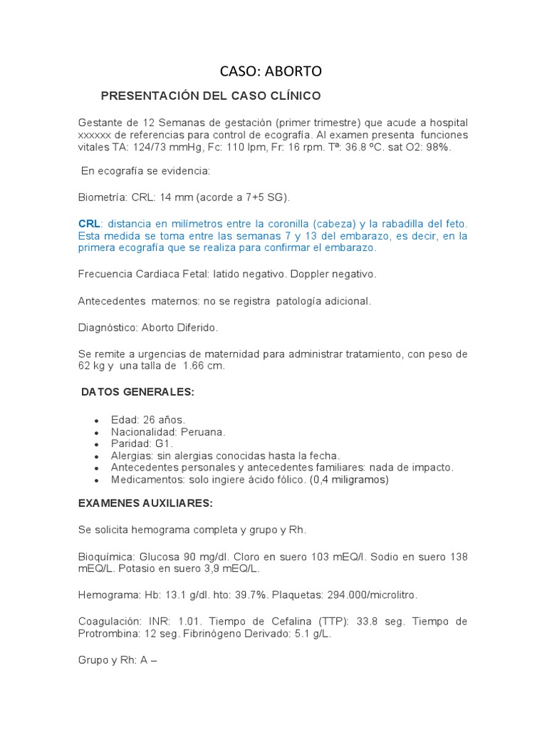 Caso Aborto 1 | PDF | El embarazo | Especialidades Medicas