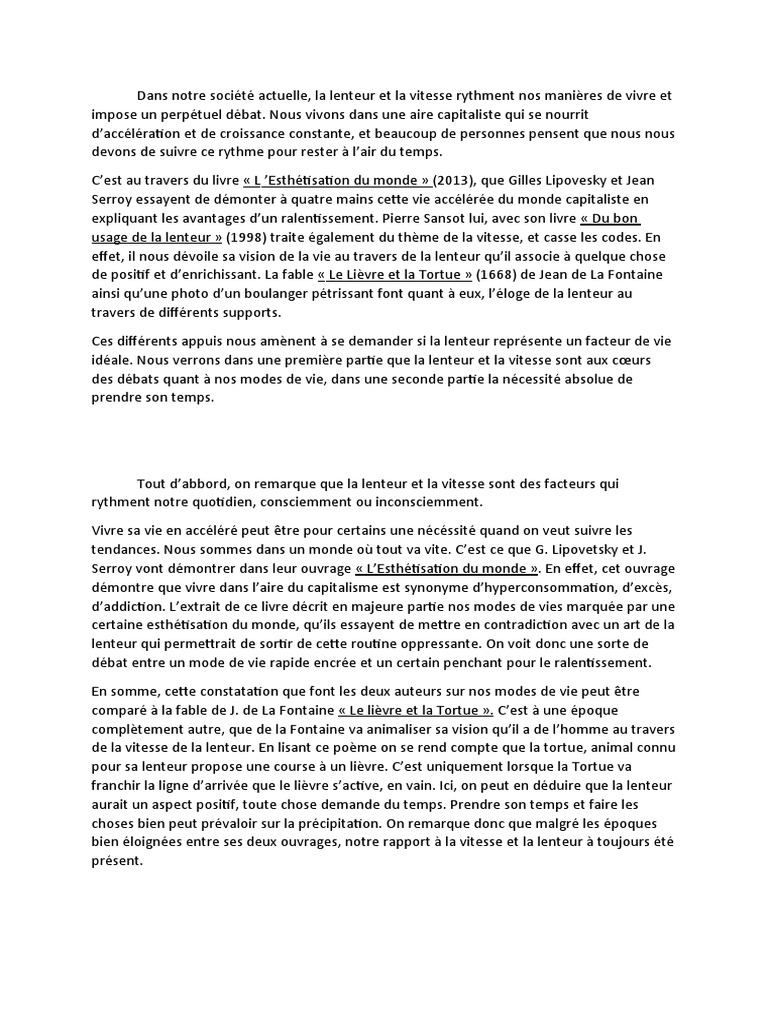 Lenteur vs Vitesse : Un Débat Essentiel | PDF | Tortue | Fable