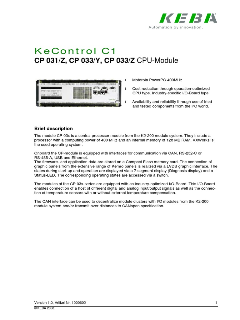 CP 031-Z, CP 033-Y, CP 033-Z CPU-Module | PDF | Central Processing Unit | Programmable Logic ...