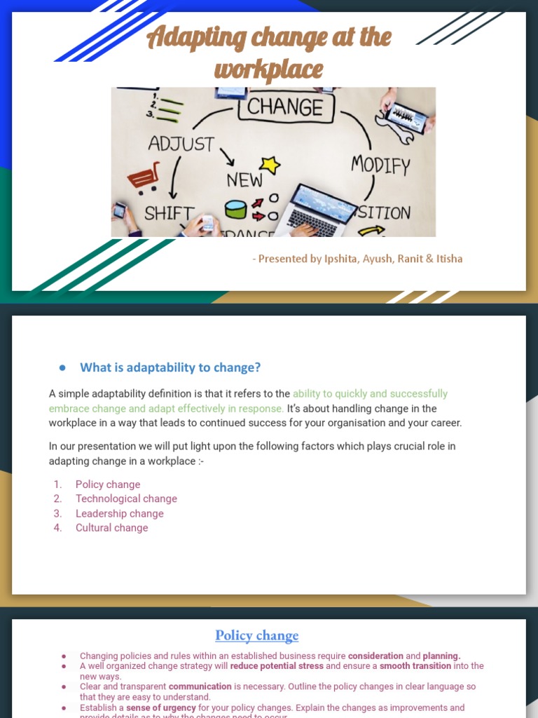 Adapting Change at The Workplace | PDF | Leadership | Change Management