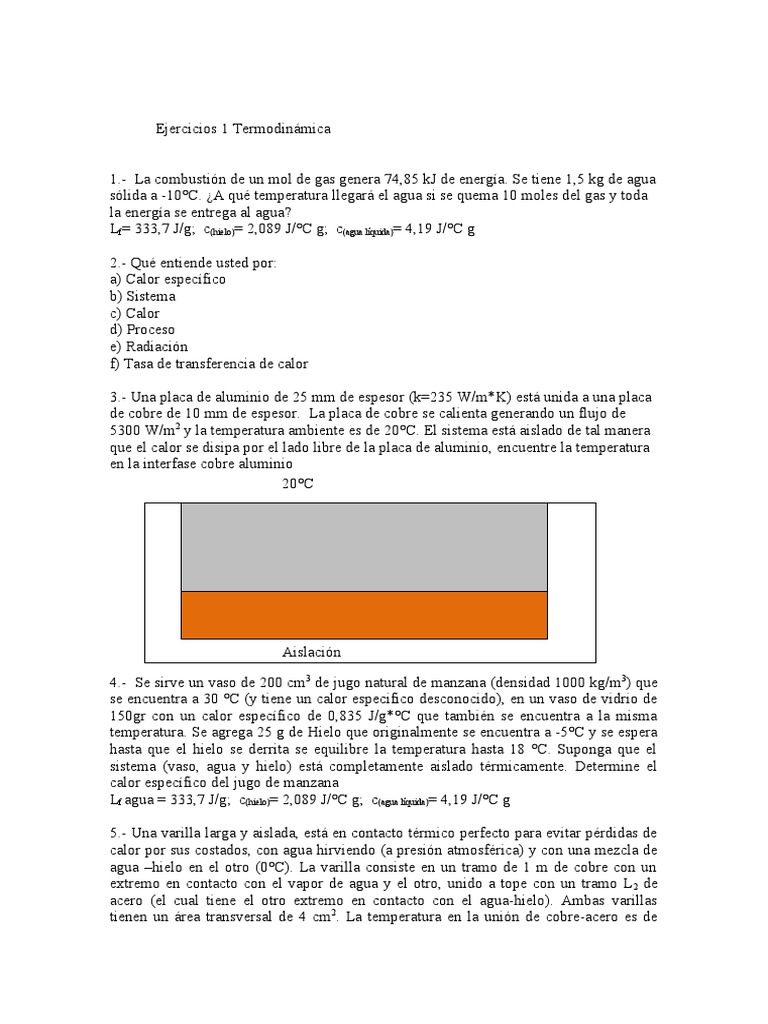 Ejercicios 1 | PDF | Calor | Transferencia de calor