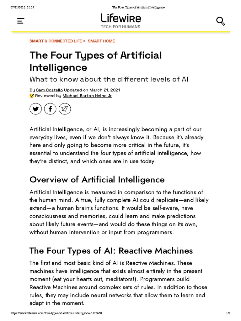 The Four Types of Artificial Intelligence 09237 | Download Free PDF | Intelligence (AI ...