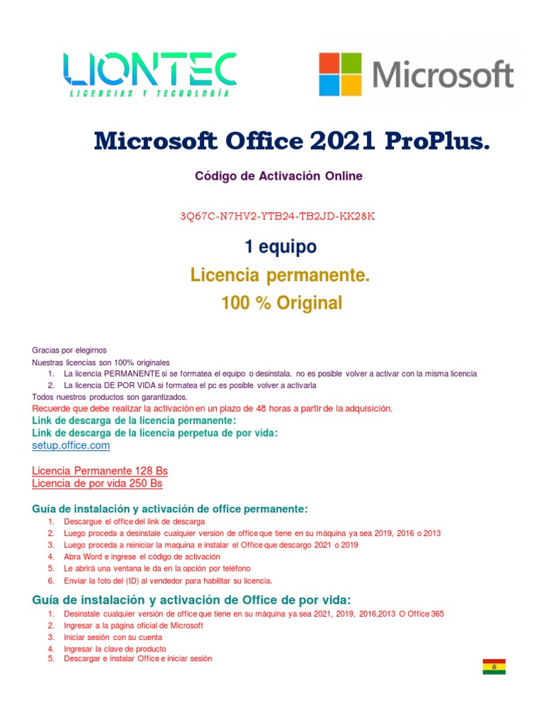 Licencia Office 2021 ProPlus, Dayna Ferrufino | PDF