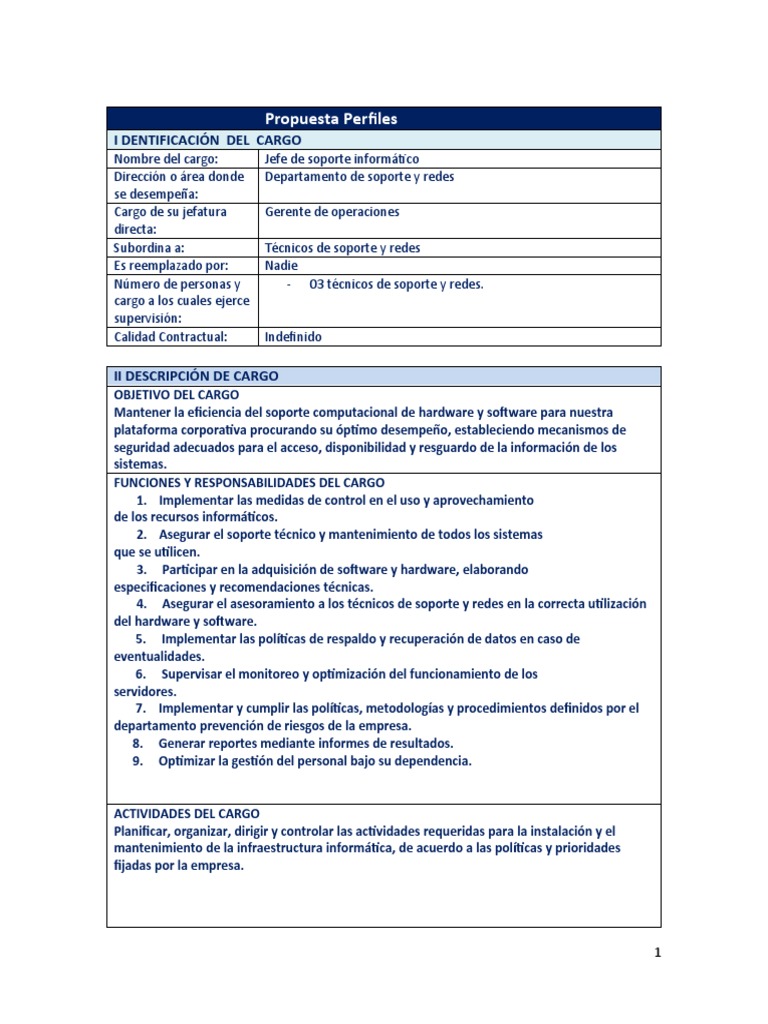 Formato Perfil de Cargo | PDF | Logística | Hardware de la computadora