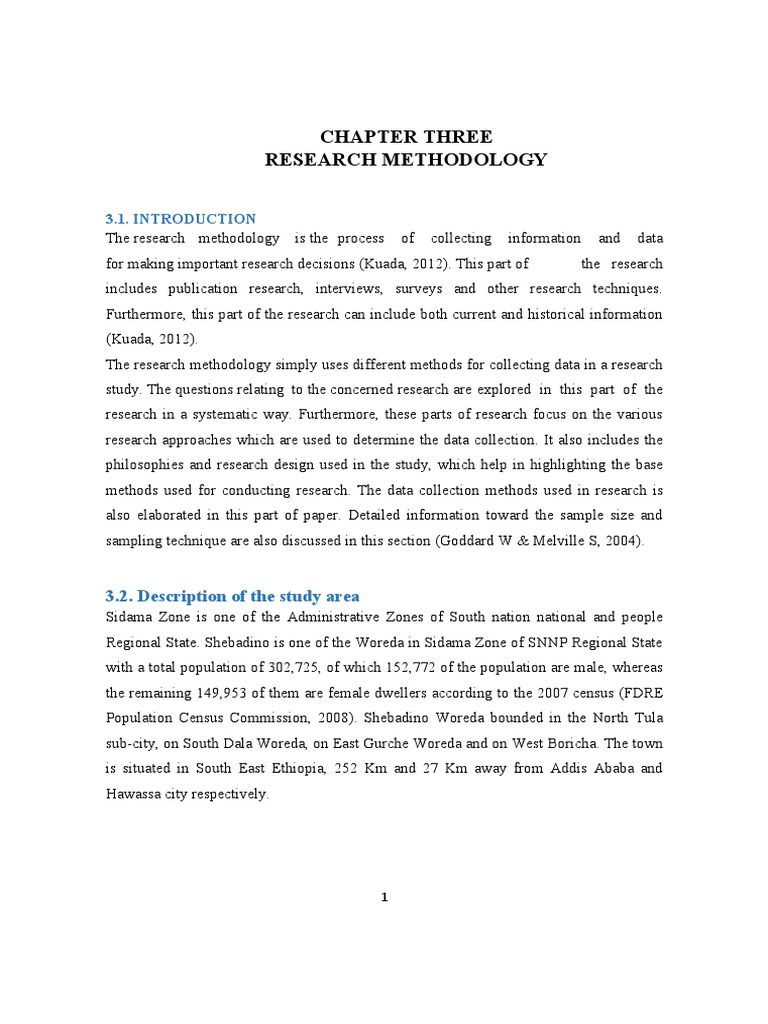 Chapter Three Research Methodology: 3.2. Description of The Study Area | PDF | Sampling ...