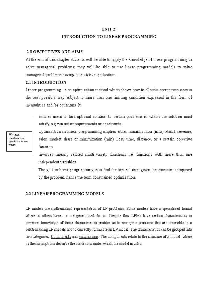Or CH 2 | PDF | Linear Programming | Mathematical Optimization