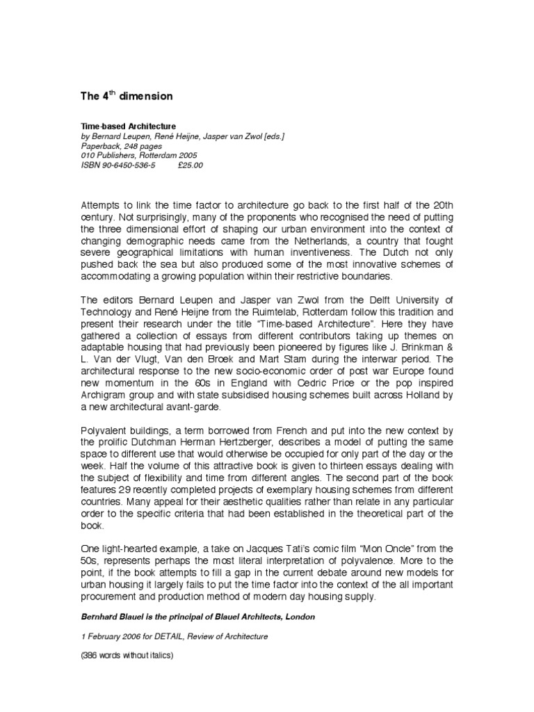Time-Based Architecture Insights | PDF | Netherlands | Science