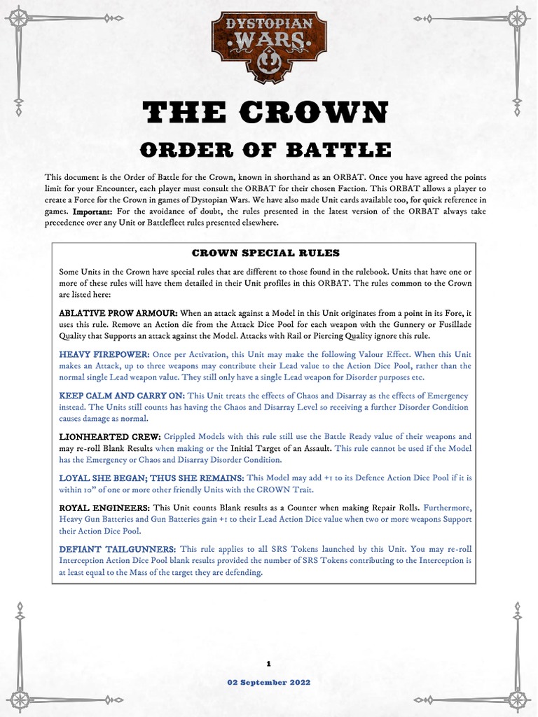 Crown ORBAT v301 | PDF | Naval Mine | Cruiser