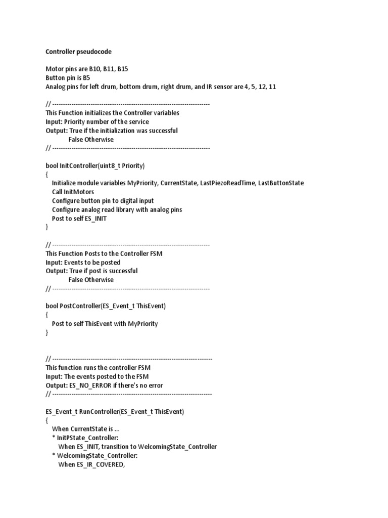 Controller Pseudocode Pdf Electronics Computer Programming