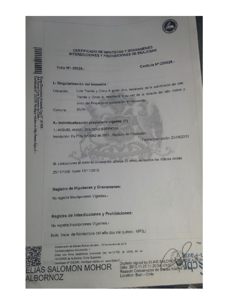 Certificado de Dominio Vigente | PDF