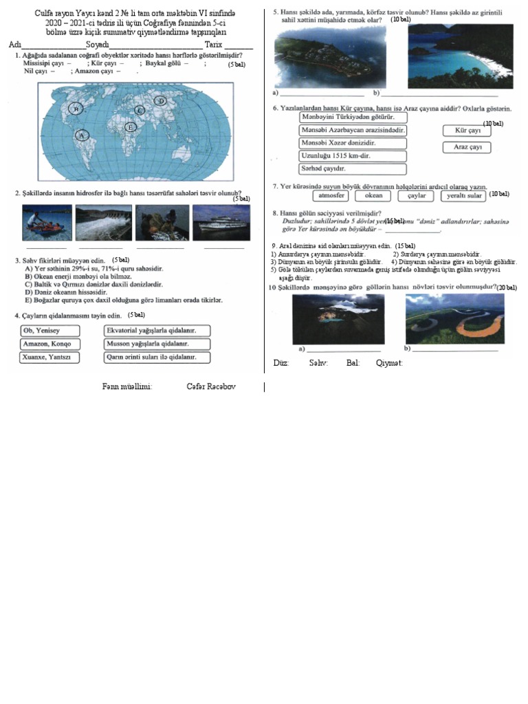 6-cı sinif Coğrafiya KSQ-5 | PDF