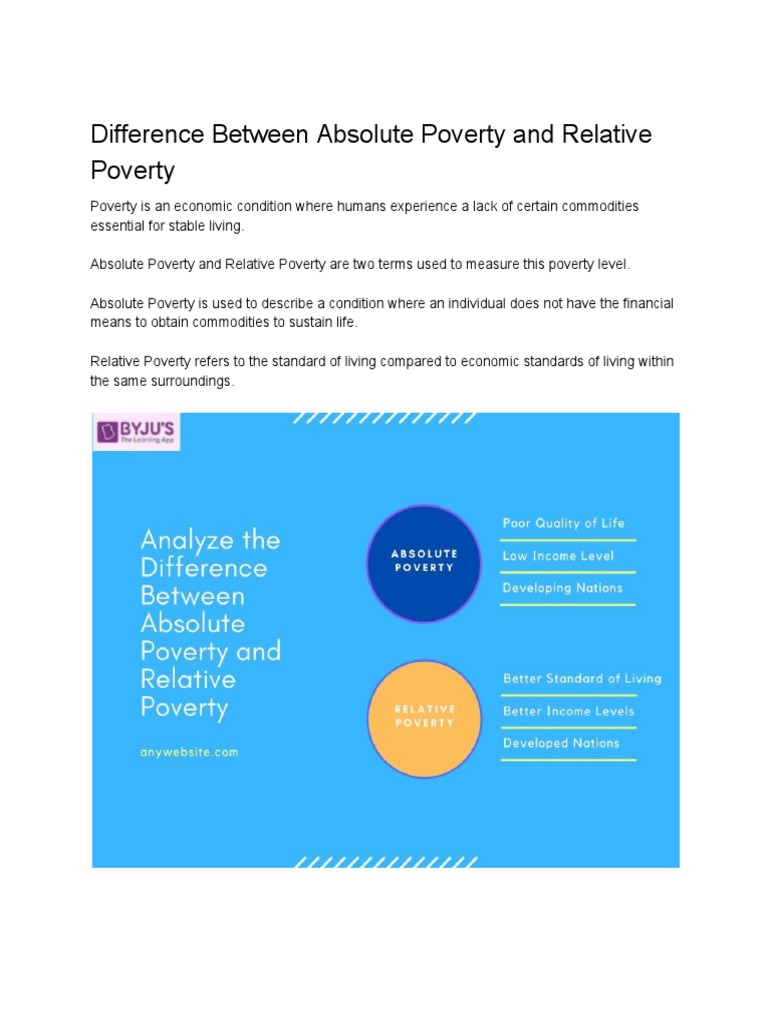 Difference Between Absolute Poverty and Relative Poverty 1 | PDF ...