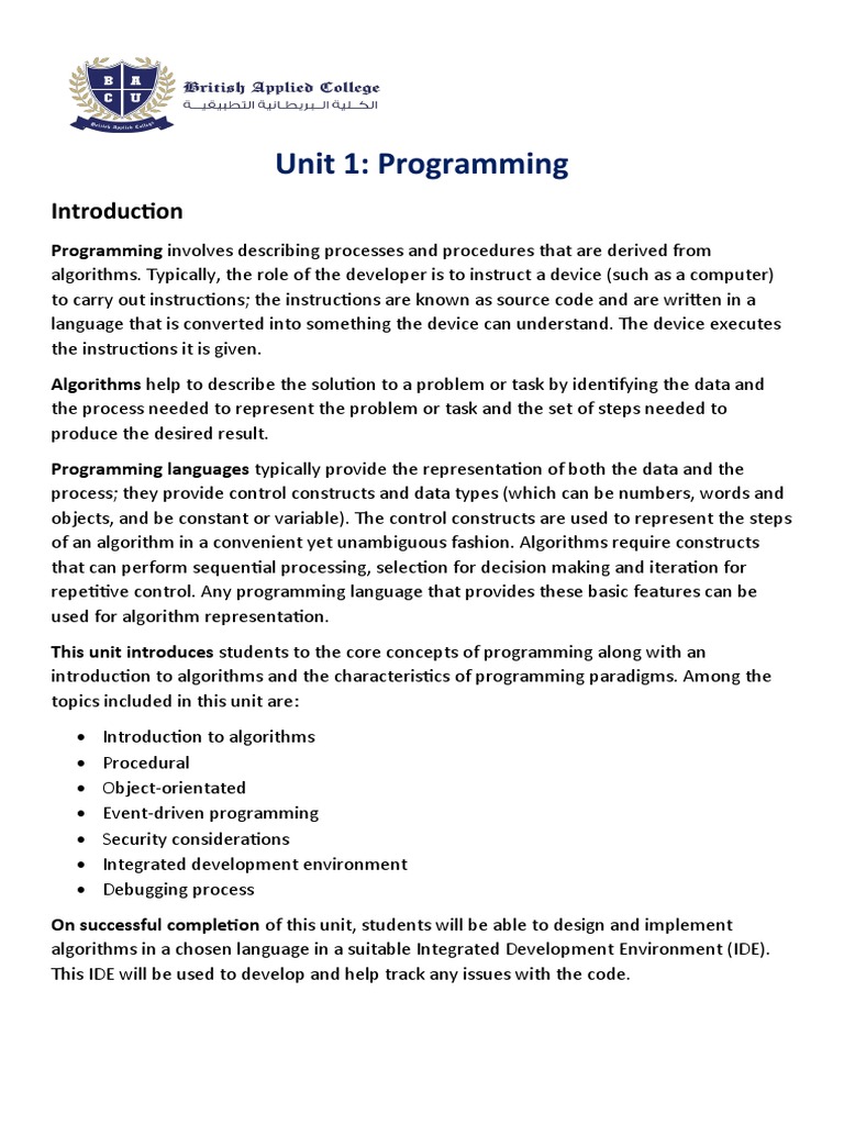Unit Introduction Pdf