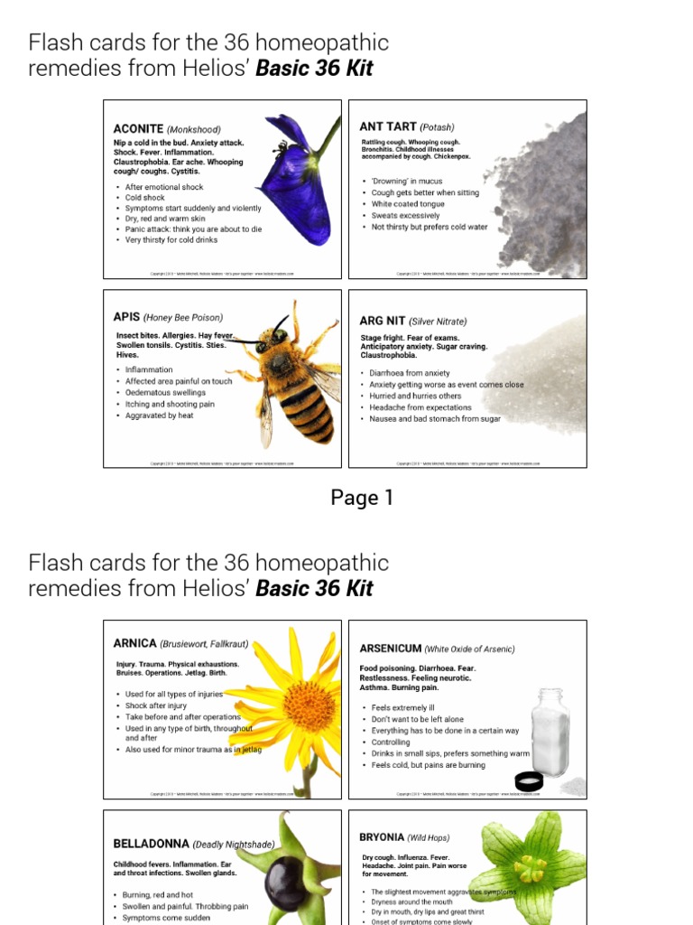 Helios Basic 36 Remedies Flash Cards | PDF