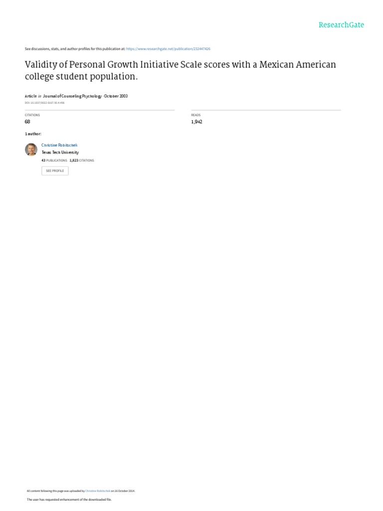 Validity of Personal Growth Initiative Scale Score | PDF