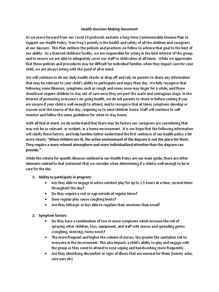Health Decision Making Document | PDF | Child Care | Medical Specialties