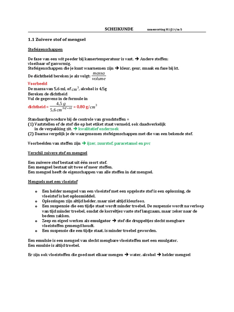SCHEIKUNDE Samenvatting H1 | PDF