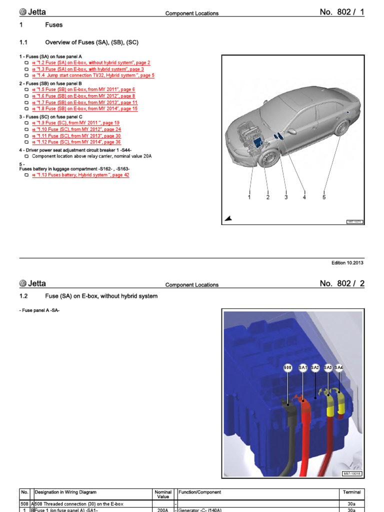 VW Jetta 2010 Component Locations Eng | PDF | Fuse (Electrical ...