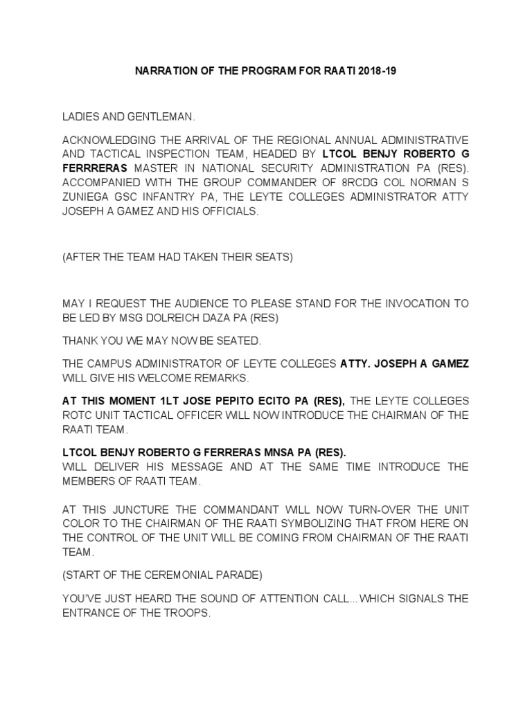 RAATI 2018-19 Program Overview | PDF | Military Science | Military