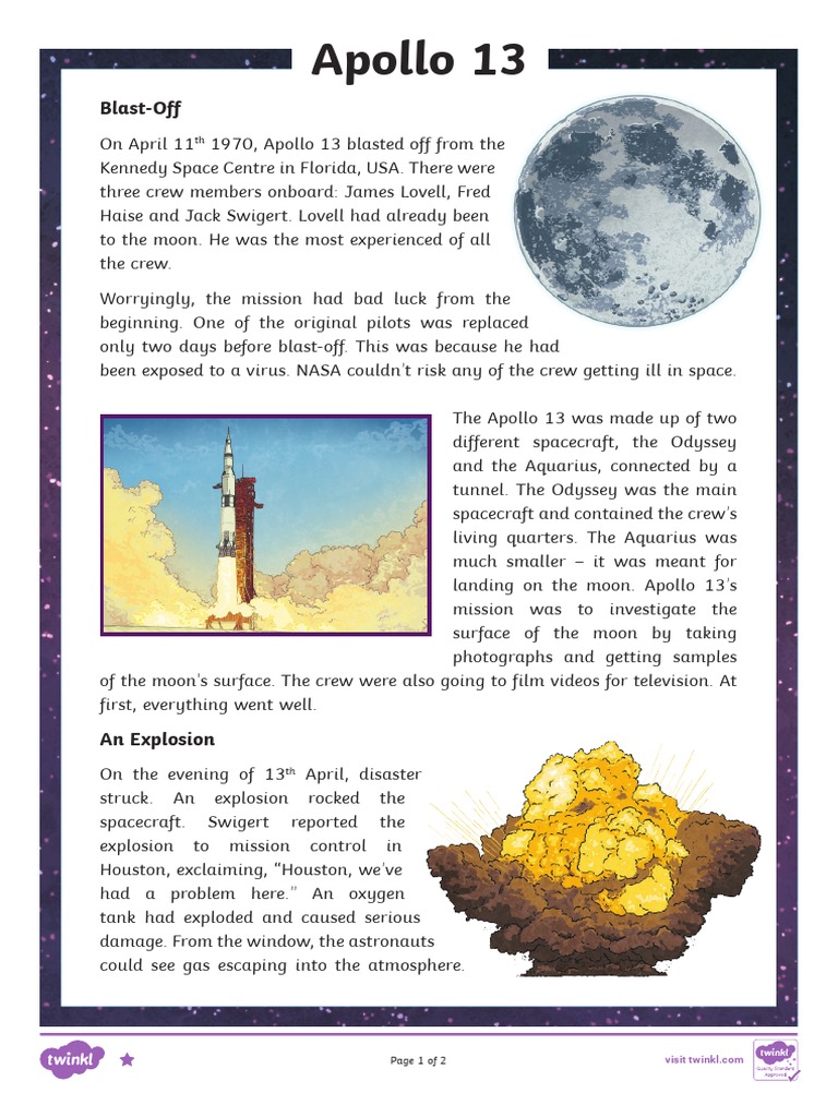 Apollo 13 Reading Comprehension | PDF | Apollo Program | Nasa