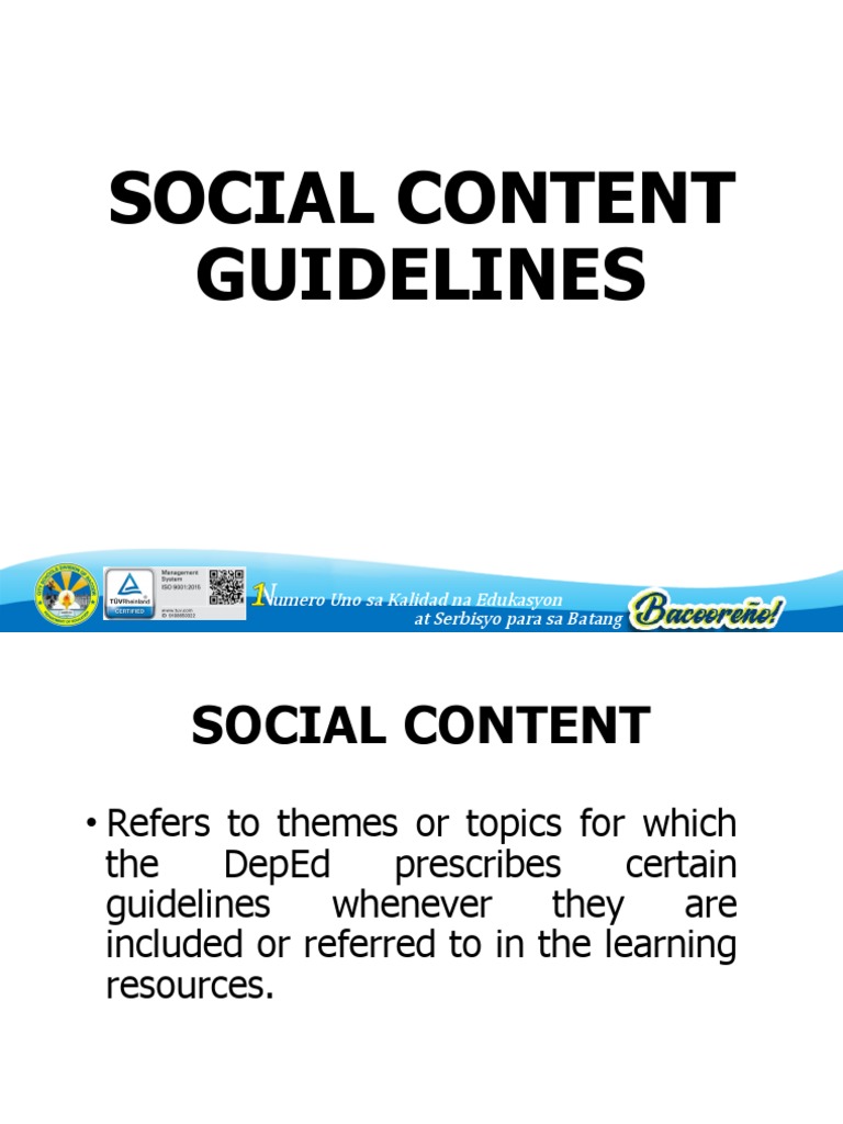 Social Content Guidelines | PDF | Learning | Gender