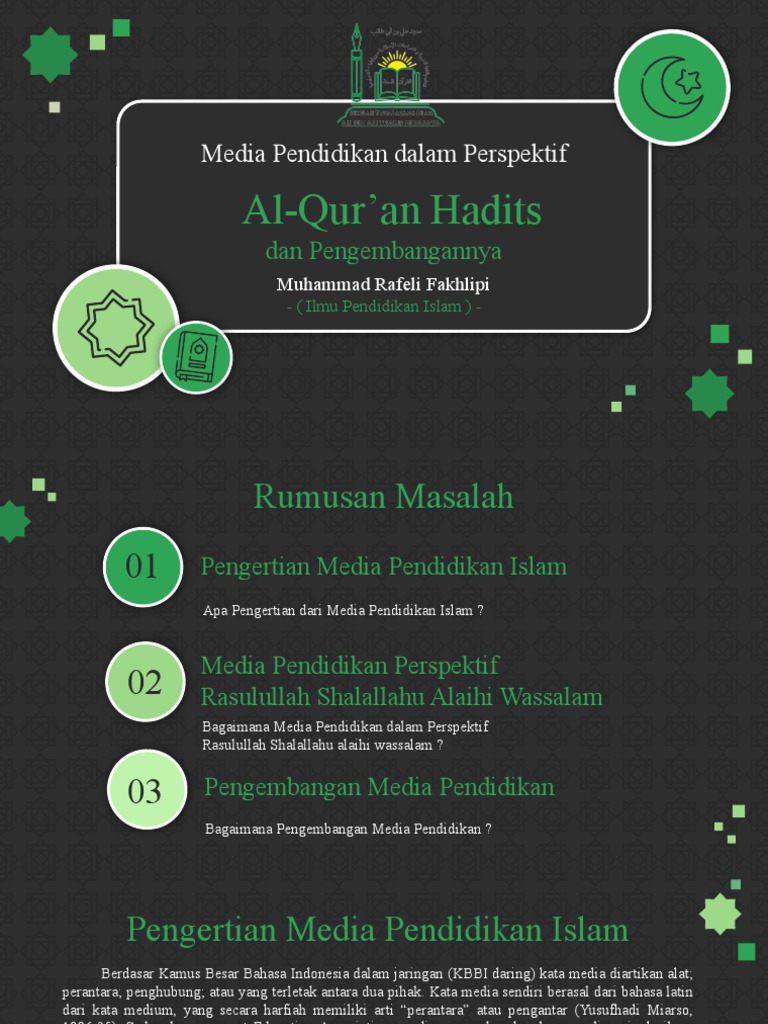 (POWER POINT) Media Pendidikan Dalam Perspektif Al-Qur'an Hadits Dan Pengembangannya | PDF