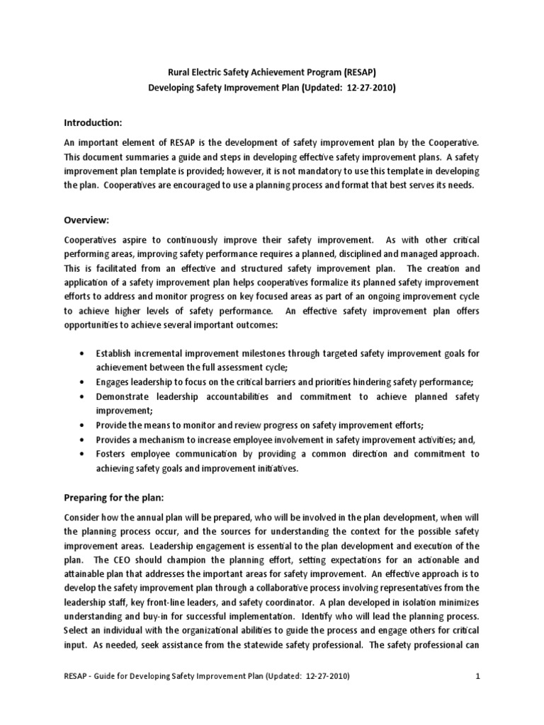 Rural Electric Safety Achievement Program (RESAP) Developing Safety ...
