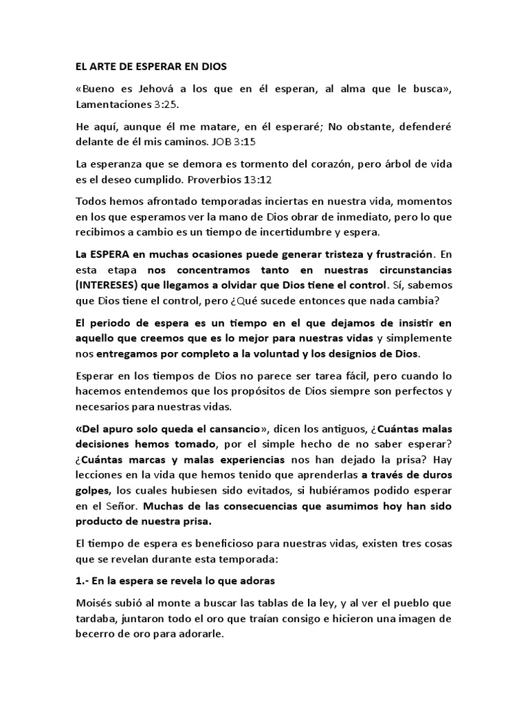 El Arte De Esperar En Dios Pdf Dios 