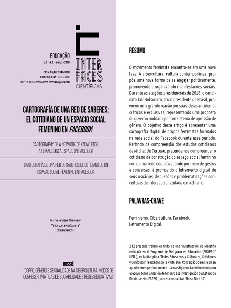 Cartografía de Una Red de Saberes El Cotidiano de Un Espacio Social Femenino en Facebook | PDF