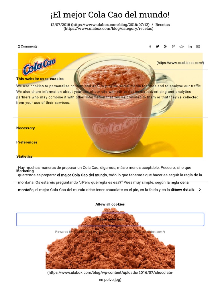 Como Hacer Un Colacao | PDF | Comida y bebida | Alimentos
