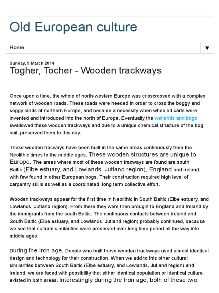 Old European Culture - Togher, Tocher - Wooden Trackways | PDF