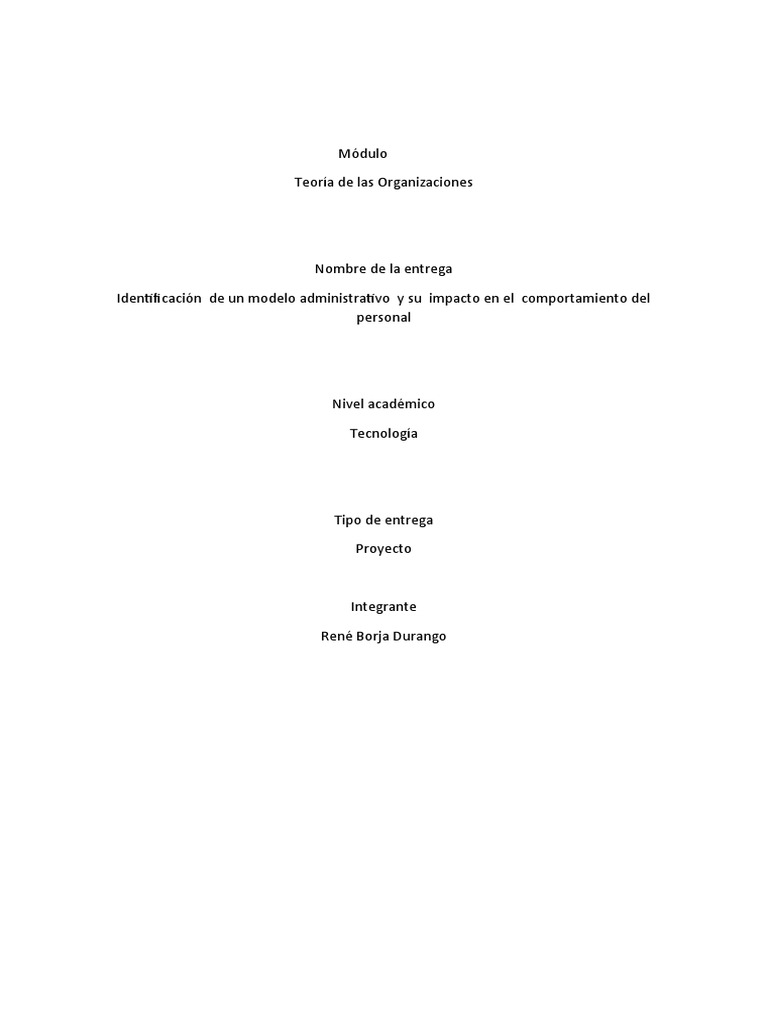 Impacto de Modelos Administrativos en Personal | PDF | Calidad ...