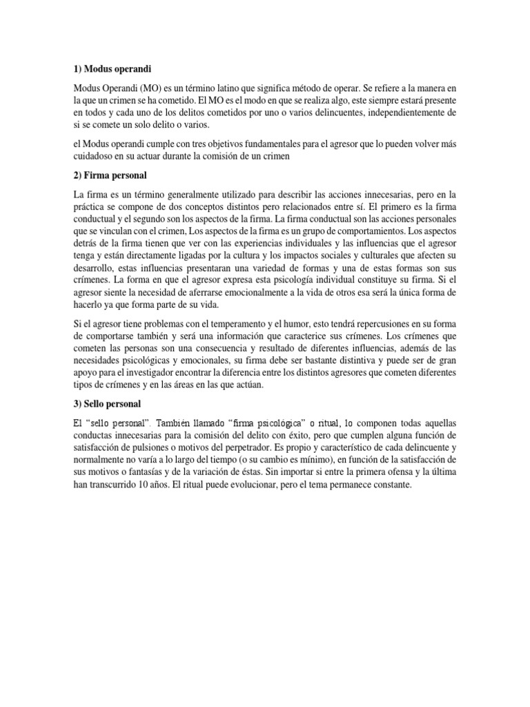 Modos Operandi | PDF | Sicología | Comportamiento