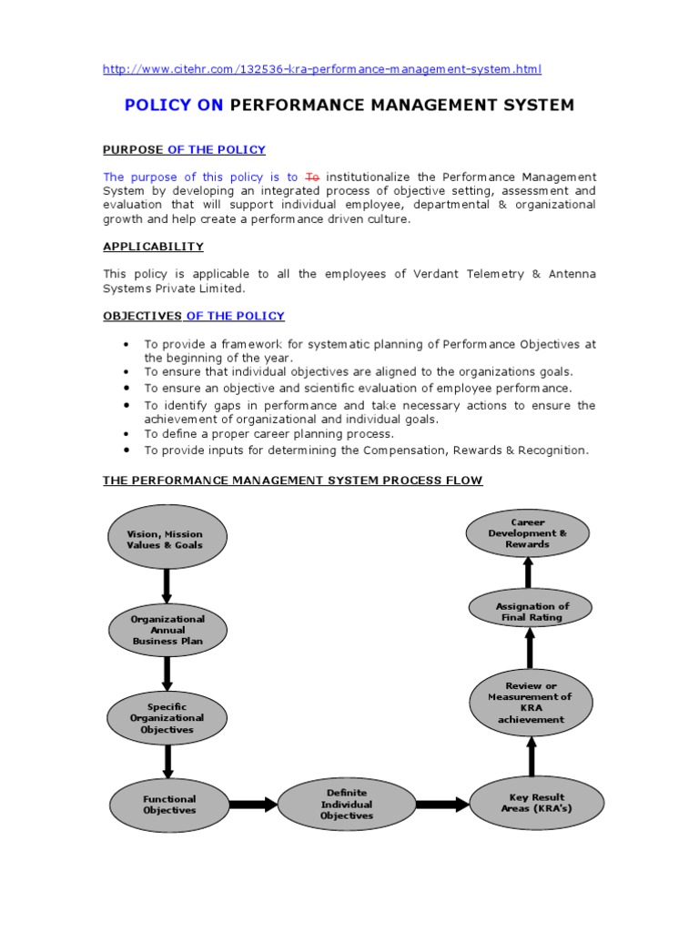 KRA and Performance Management Policy | PDF | Performance Management ...