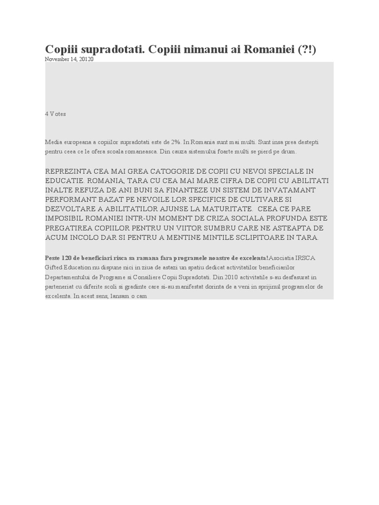 Copiii Supradotati | PDF