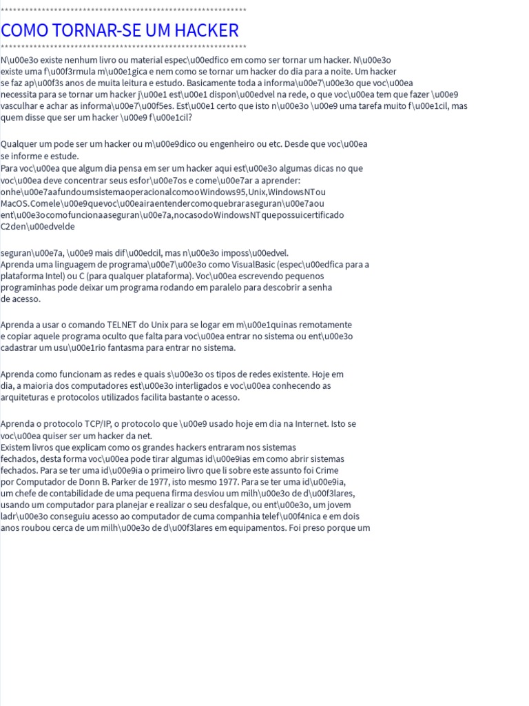 Como Tornar-Se Um Hacker | PDF | Informática | Ciência da Computação