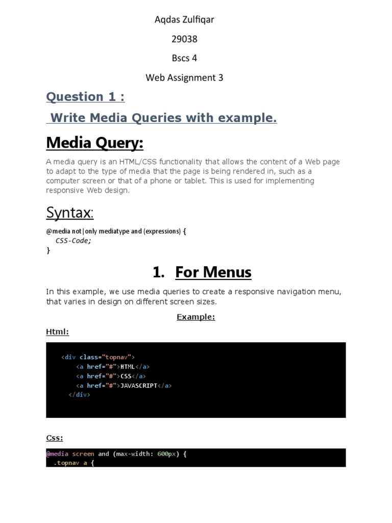 A Media Query Is An HTML | PDF | World Wide Web | Internet & Web