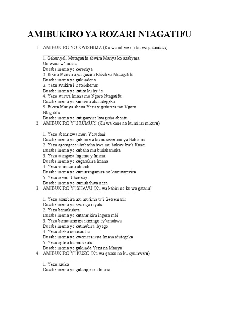 Amibukiro Ya Rozari Ntagatifu | PDF