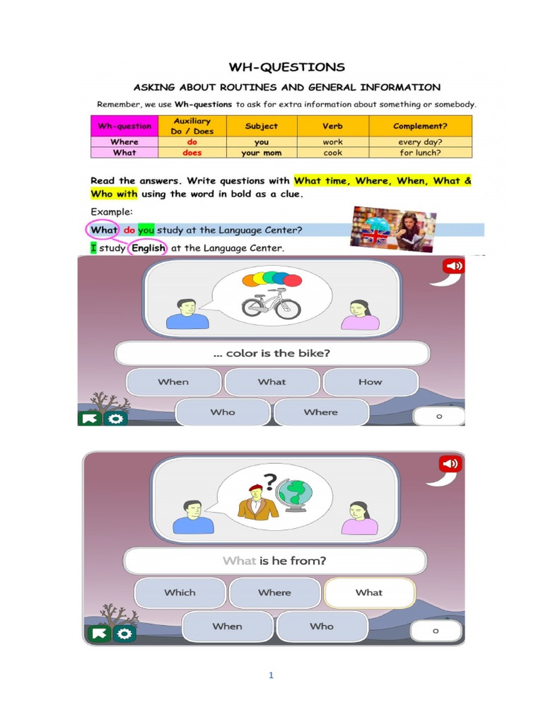 Simple Present Tense, WH-questions | PDF Simple Present Tense, WH-questions | PDF