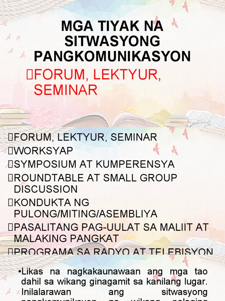 1 MGA TIYAK NA SITWASYONG PANGKOMUNIKASYON Part 1 | PDF