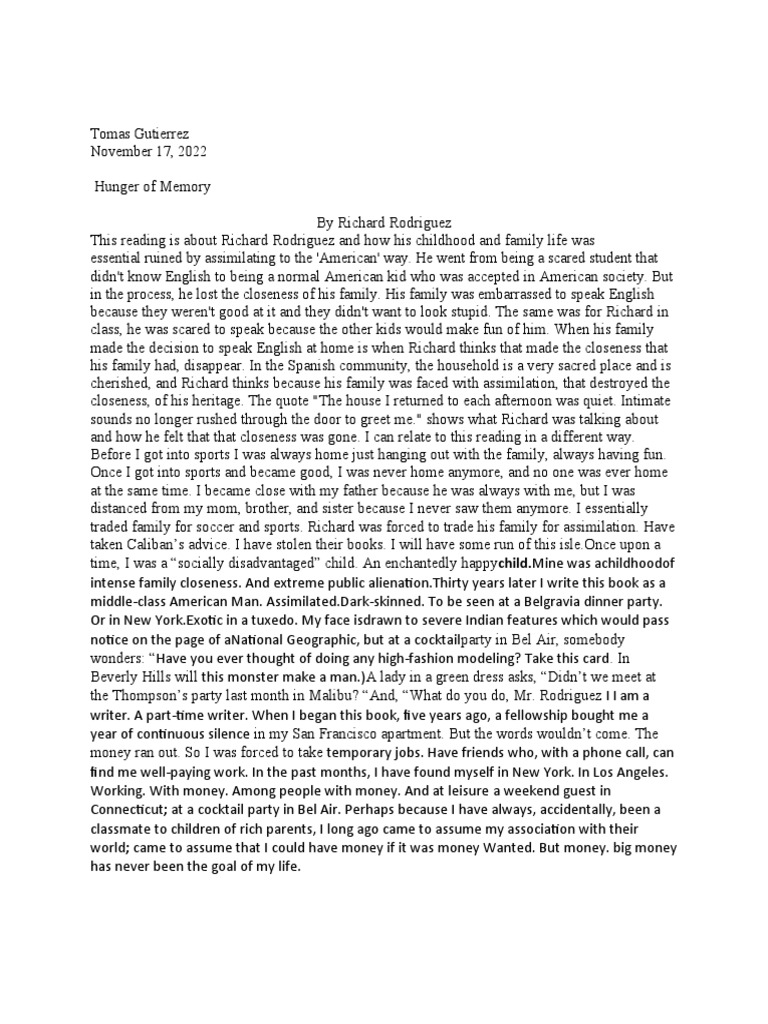 The Hunger of Memory | PDF