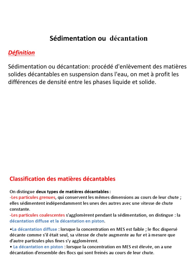Cours Dã©cantation 2021 Ã©tud | PDF | Poids | Traînée