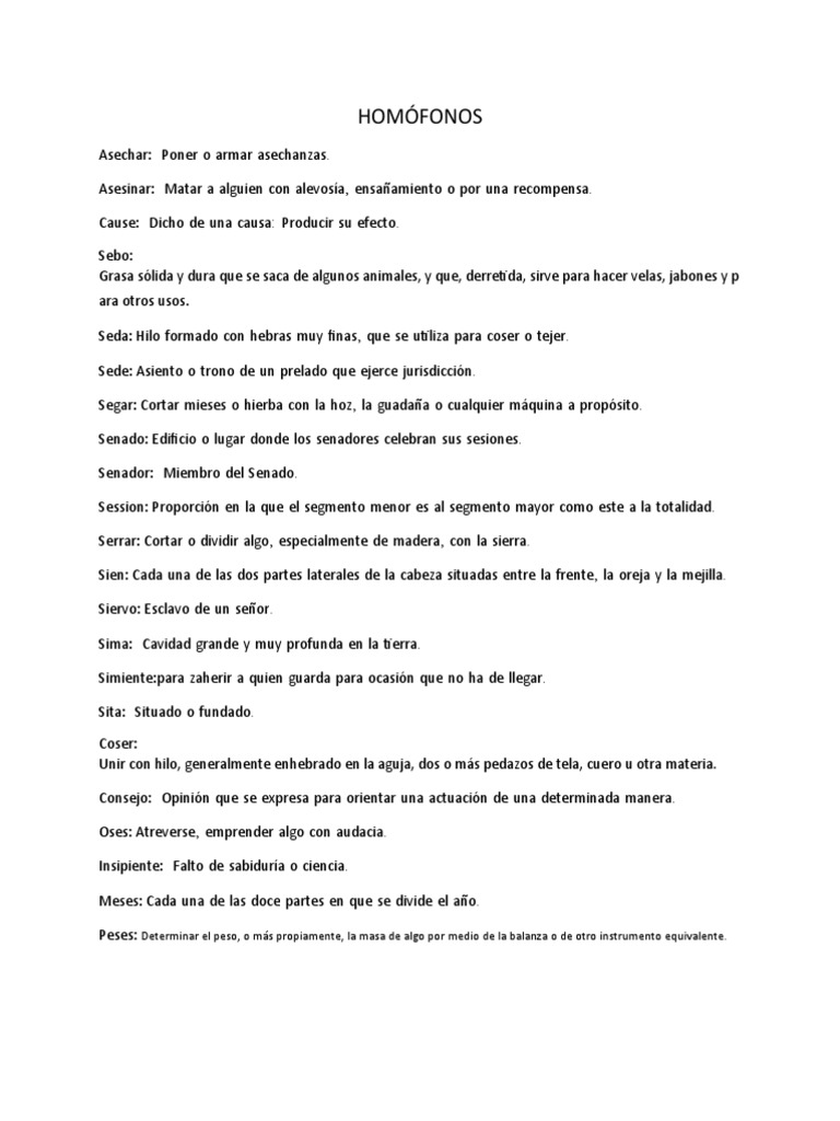 HOMÓFONOS | PDF | Ciervo