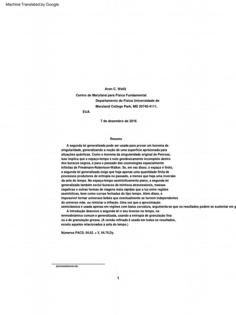 The Generalized Second Law Implies A Quantum Singularity Theorem (Aron ...