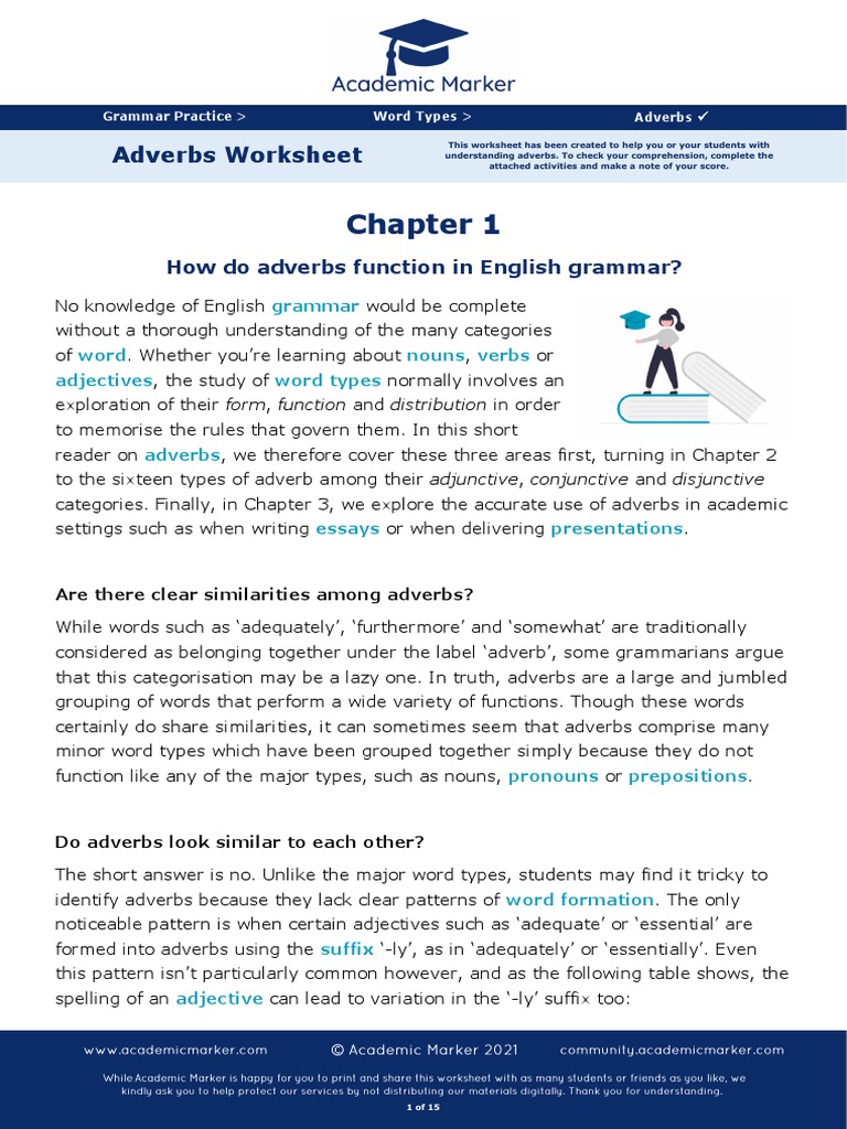 Adverbs All in 1 Pack Academic Marker 1 | PDF | Adverb | English Grammar