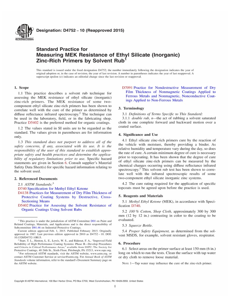 Astm D4752-10 | PDF