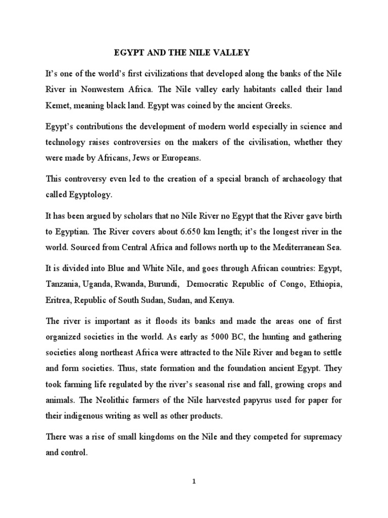 The Origins and Development of Ancient Egypt Along the Nile River | PDF ...