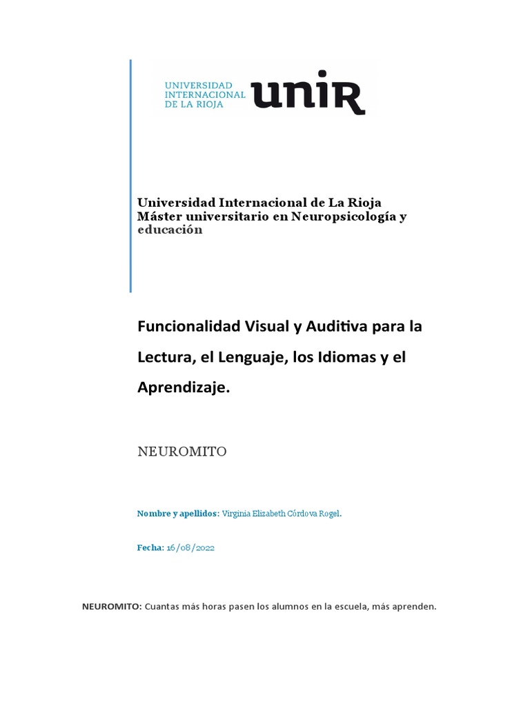 NEUROMITO | PDF | Aprendizaje | Cognición