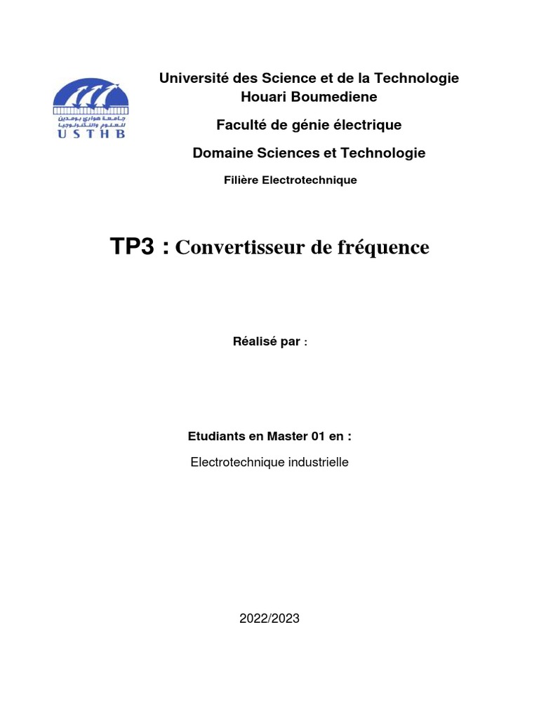 Compte Rendu TP 3 Onduleur - Usthb | PDF | Onduleur | Électricité
